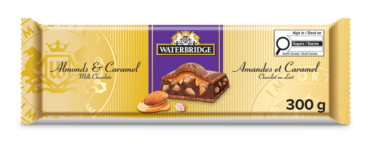 Almond & Caramel Filled Milk Chocolate Bar 300g | Waterbridge ...